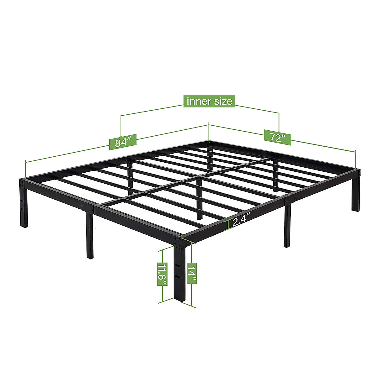 45MinST 14 Inch Reinforced Platform Bed Frame/3500lbs Heavy Duty/Easy Assembly Mattress Foundation/Steel Slat/Noise Free/No Box Spring Needed, California King