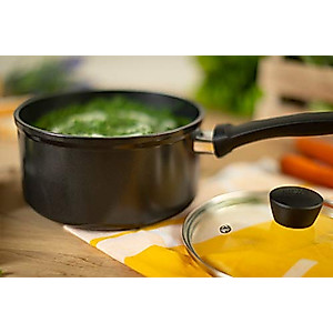 Kuhn Rikon Easy Induction 3-Piece Saucepan Set, ALUMINIUM, Black,, 18 x 20.5 x 48 cm