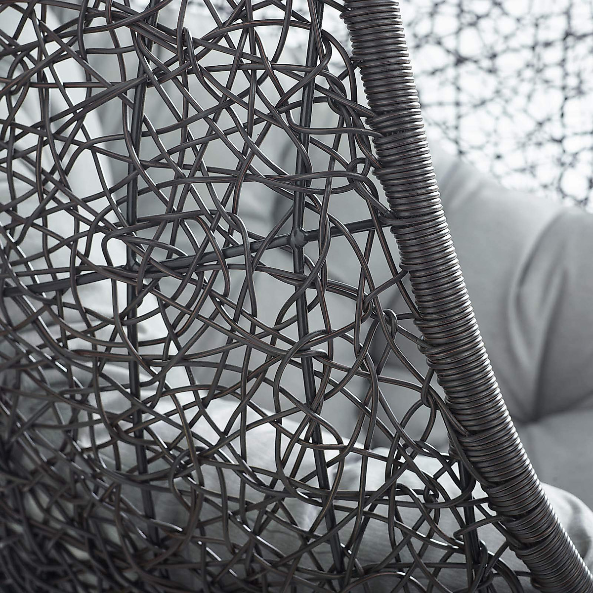 Modway EEI-739-GRY-SET Encase Wicker Rattan Outdoor Patio Porch Lounge Egg, Swing Chair with Stand, Gray