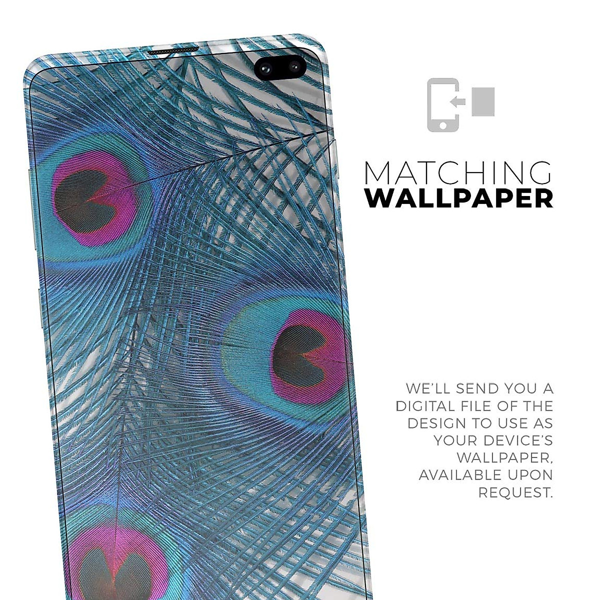 DesignSkinz Blue Peacock Protective Vinyl Decal Wrap Skin Cover Compatible with The Samsung Galaxy S20 (Screen Trim & Back Glass Skin)