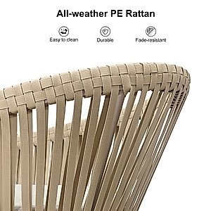 PURPLE LEAF 7 Pieces Outdoor Dining Set with Patio Aluminium Dining Table and Wicker Rattan Chairs Modern Furniture Cushions Sets for Backyard Indoor Decor Kitchen Champagne