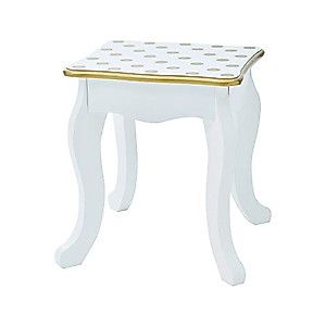 Fantasy Fields Teamson Kids Pretend Play Kids Vanity Table and Chair Vanity Set with LED Mirror Makeup Dressing Table with Drawer Fashion Polka Dot Prints Gisele Play Vanity Set White/Gold