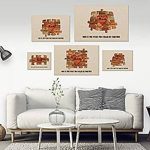 Bohva Personalized Gifts for Mom Family Names Sign, Mothers Day Gifts for Mom from Daughter and Son, Custom Heart Puzzle Pieces Print On Wood, Suitable for Mothers Day Birthday Christmas Thanksgiving
