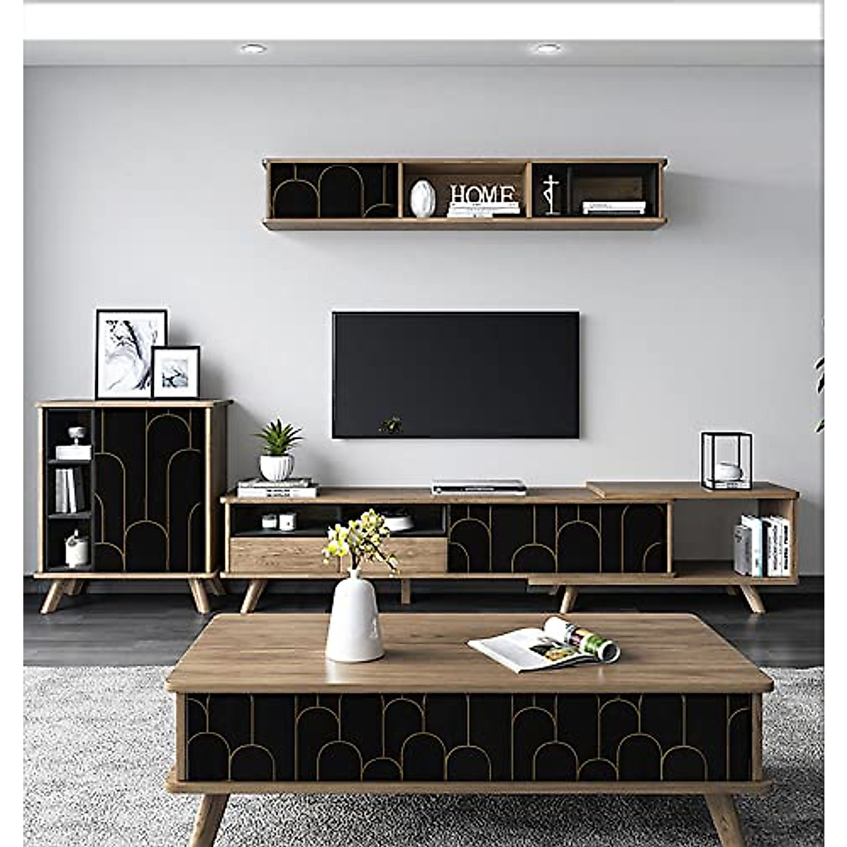 Stripe Peel and Stick Wallpaper Modern Black Contact Paper Geometric Black and Gold Removable Paper Self Adhesive Wallpaper Decorative for Wall Countertop Cabinet Furniture Vinyl Film 17.3"X118.7"