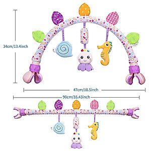 Caterbee Travel Arch Bassinet Toys for Baby Hanging on Stroller, Crib & Pram. Activity Toy bar for Baby Bouncer(Purle)