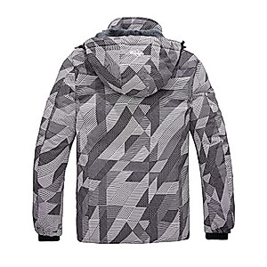 wantdo Men's Waterproof Ski Jacket Warm Winter Snow Coat Mountain Windbreaker Black & White Flora M