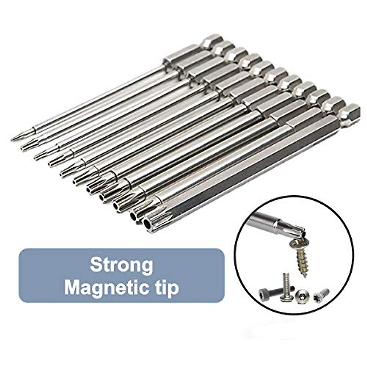 aiyun 11-Piece Torx Security Bit Set, S2 Steel Magnetic Security Screwdriver Set 3 Inch Star Screwdriver for Shark Vacuum T6-T40 (75mm Length)