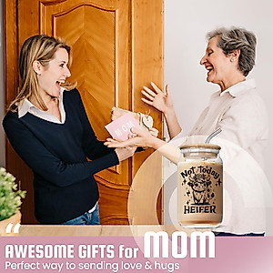 Nurforta Highland Cow Gifts for Women - Funny Cow Gifts for Cow Lovers - Highland Cow Print Coffee Cup 16oz - Cute Birthday Gifts Mothers Day Gifts for New Mom Mother in Law Step Bonus (HEIFER)