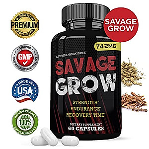 (2 Pack) Savage Grow 742MG All Natural Advanced Men's Health Formula 120 Capsules