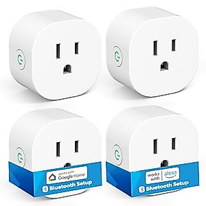Meross Smart Plug Mini, 15A WiFi Bluetooth Outlet Socket Compatible with Alexa, Google Assistant, Voice & App Remote Control, Timer, Offline Control, ETL FCC Certified 4 Pack, 2.4G Only