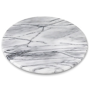 Greenco White Marble Lazy Susan Round Turntable, Handcrafted, 12”.