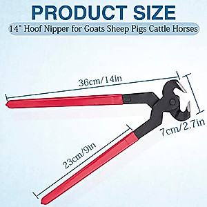 AZUNYYDS Hoof Nipper 14" Horse Hoof Trimmers with Rubber Grip for Goats Sheep Pigs Cattle Horses Heavy Duty Farrier Nippers