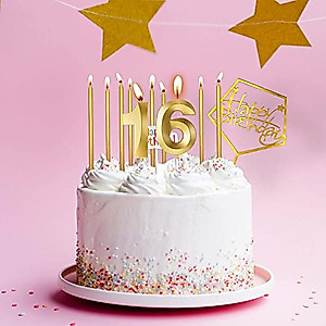 Comluge 5.5 Inch Gold Number 2 Birthday Candle 12 Pcs 5.2 Inch Gold Tall Long Birthday Candles (2, Gold)