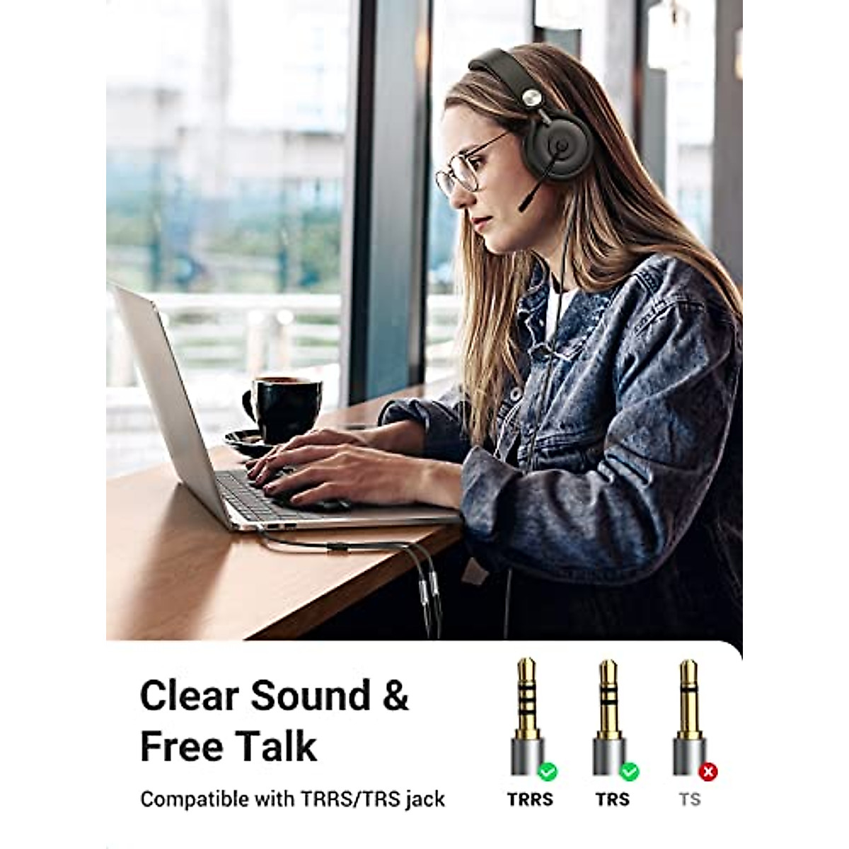 UGREEN Headphone Splitter 3.5mm 2 Female to 1 Male Mic and Audio Y Splitter TRRS Headset Adapter Cable Stereo Compatible with Laptop PS4 Xbox PC Phone Tablet Gaming