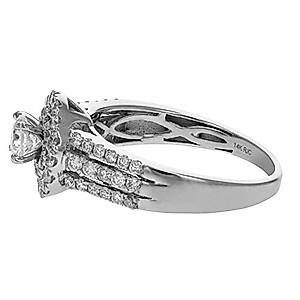 Vir Jewels 1 cttw Diamond Engagement Ring 14K White Gold Halo Style Round Bridal Wedding Size 7