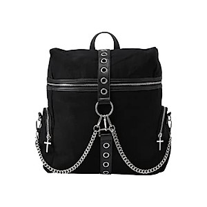 Killstar Double Crossed Gothic Punk Chains Buckle Crosses Backpack