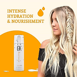 GK HAIR Global Keratin Leave In Conditioner Cream (4.4 Fl Oz/130ml) Conditioning Hydrating Smoothing Moisturizing & Frizz Control For Dry Damaged Hair Taming before Swimming or Exercise
