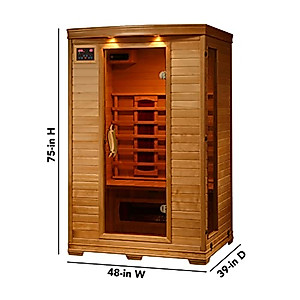 HeatWave BSA2406 2-Person Deluxe Ceramic Infrared Sauna, 1-2, Hemlock