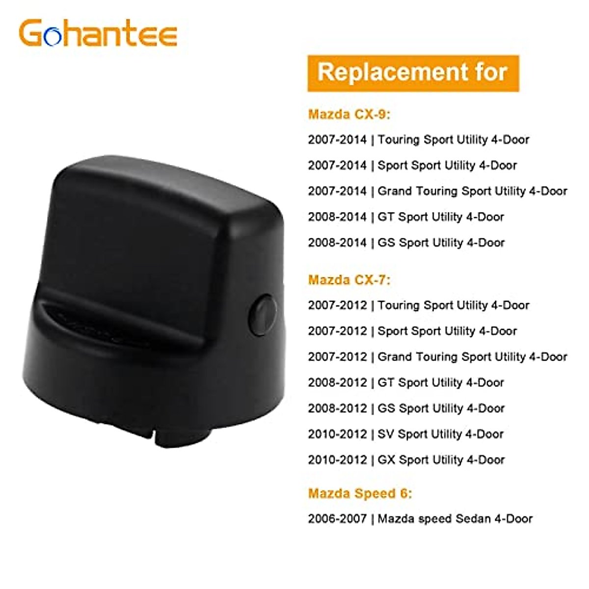 gohantee Ignition Key Knob Push Turn Switch Replaces# D461-66-141A-02 D6Y1-76-142 D46166141A02 D6Y176142 Replacement for 2006-2007 Mazda 6 2007-2012 Mazda CX-7 and CX-9