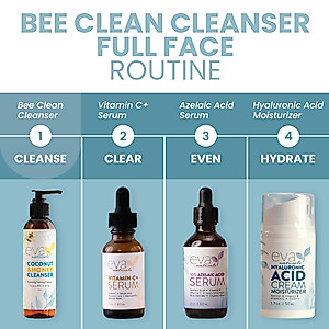 Eva Naturals Coconut & Honey Cleanser Hydrating Foaming Cleanser - Moisturizing, Non-Stripping Daily Acne Face Wash For All Skin Types - 6 Fl Oz