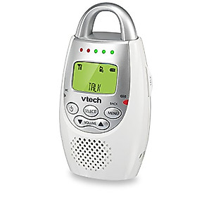 VTech DM221 Audio Baby Monitor with up to 1,000 ft of Range, Vibrating Sound-Alert, Talk Back Intercom & Night Light Loop, White/Silver