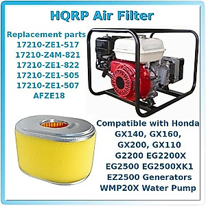 HQRP Filter Element Combo compatible with Honda EG2200 EG2200X EG2500 EG2500XK1 EZ2500 Generator, WMP20X Water Pump, 17210-ZE1-517, 17210-Z4M-821, AFZE18 Replacement