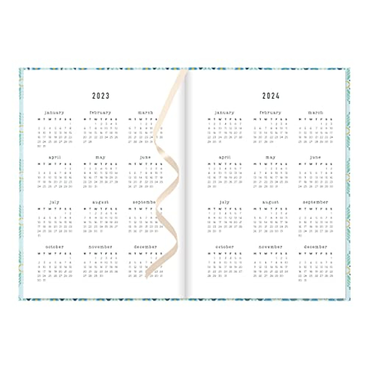 Letts of London Morocco Academic Weekly/Monthly Planner, August 2023 to July 2024, Week-to-View, Sewn Binding, Multilingual, A5 Size, 8.25" x 5.875", Sky (C031813-24)