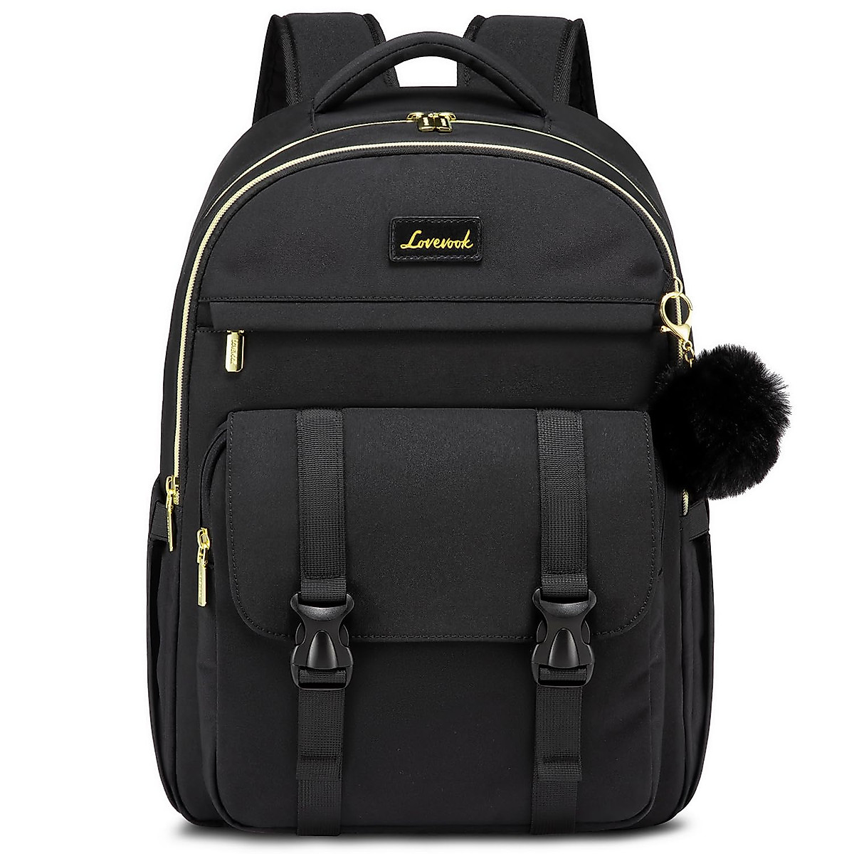 LOVEVOOK Cute Backpack Purse for 14-16 Year Olds, Fit 15.6 Inch Laptop Fashion Backpack for Women, Lightweight Waterproof Casual Backpack for College Essential, Durable Travel Daypack, Black