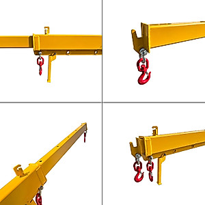 WYDDDARY Adjustable Mobile Crane Lifting Hoist Truss Jib Boom Hook Forklift Telescopic Arm with Adjustable Tilt Angle for Forklift Towing Handling(4400LbS Lift Capacity)