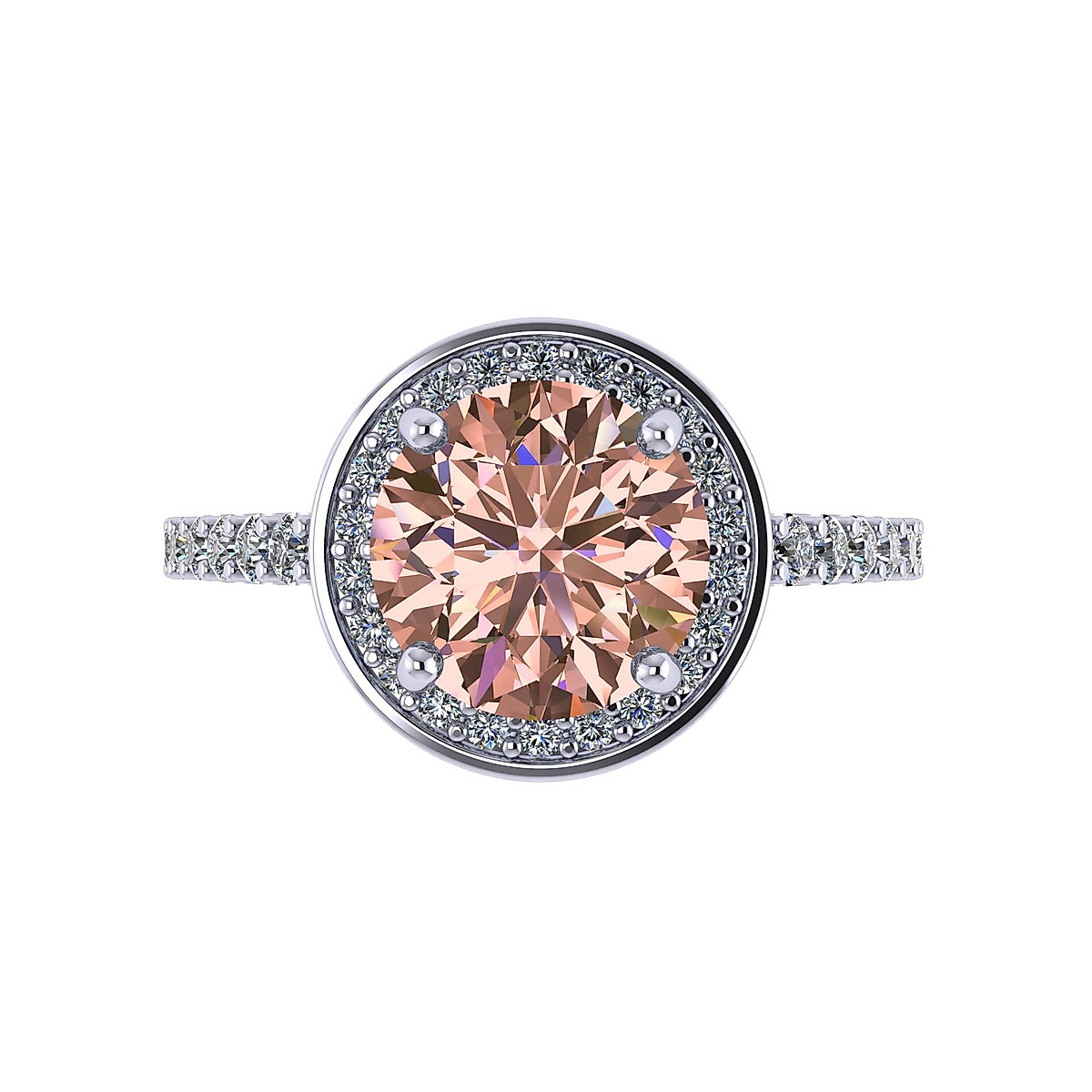 NANA Jewels 2ct Pure Brilliance Zirconia Halo Engagement Ring-Round Cut-Morganite-6