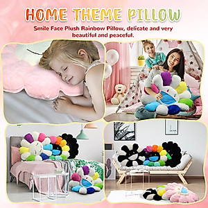 SNEPOO Smile Face Plush Rainbow Pillow, Colorful Sunflower Soft & Comfortable Plush Throw Pillow for Home Reading Bedroom Shop Restaurant Decor (Black and White, 23.6 Inches)