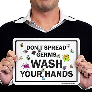 SmartSign - S2-0798-PL-10 "Don't Spread Germs, Wash Your Hands" Sign | 7" x 10" Plastic