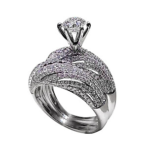 RIQINGY Luxurious Diamond Couple Rings Womens Fashion Zircon Ring Marriage Proposal Wedding Jewelry Teen Girls Sparkly Ring