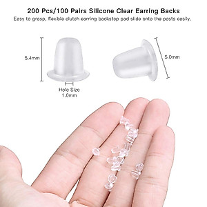 Earring Hooks Silver Plated Hypoallergenic Ear Wires for DIY Jewelry Findings （200PCS Earring Hooks+200 PCS Earring Backs）