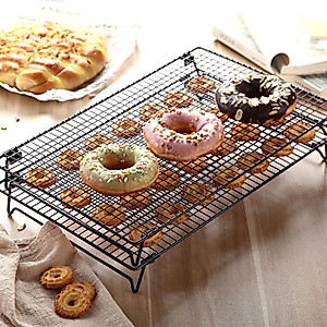 Cooling Rack, 16.9x11in Cooling Rack with Collapsible Folding Legs Cooling Racks for Cooking and Baking Cooling Net Oven Accessories(black)