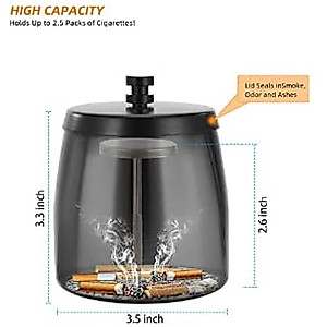 Outdoor Cigarette Ashtray with Lid Smokeless Stainless Steel Ash Trays Covered Windproof Smell Proof Ashtrays for Outside Patio Home Odorless Office Tabletop