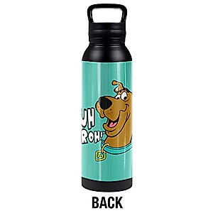 Scooby Doo! OFFICIAL Ruh Roh Face Pattern 24 oz Insulated Canteen Water Bottle, Leak Resistant, Vacuum Insulated Stainless Steel with Loop Cap, Black