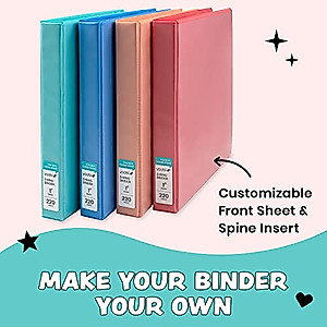 Yoobi 1 Inch Binder Set – 3-Ring Binders with 2 Pockets – Perfect for School or Office – Holds up to 220 Sheets – 4 Pack – Solid Multicolor Variety
