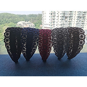 DORIS&JACKY Fashion 2.5 Inch Wide Lace Headbands Elastic Hairbands With Teeth Headwear Accessories For Women And Girls (LACE-5 pcs)…