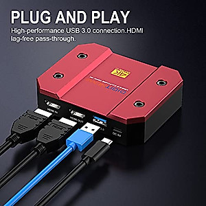 DIGITNOW USB Video Capture Card 4k/60Hz HDR10 Zero-Lag Passthrough, Ultra-Low Latency, Full HD Video Recording for PS5, PS4/Pro, Xbox Series X/S, Xbox One X/S, Real USB3.0