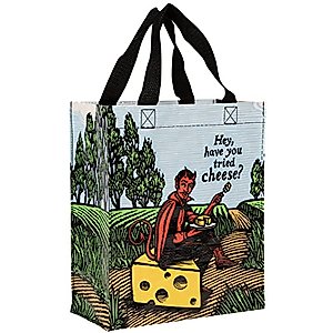 Blue Q Hey, Have You Tried Cheese? Handy Tote from Reusable lunch bag, little tote, gift bag, easy-to-wipe-clean, 95% recycled material, 10" h x 8.5" w x 4.5" d
