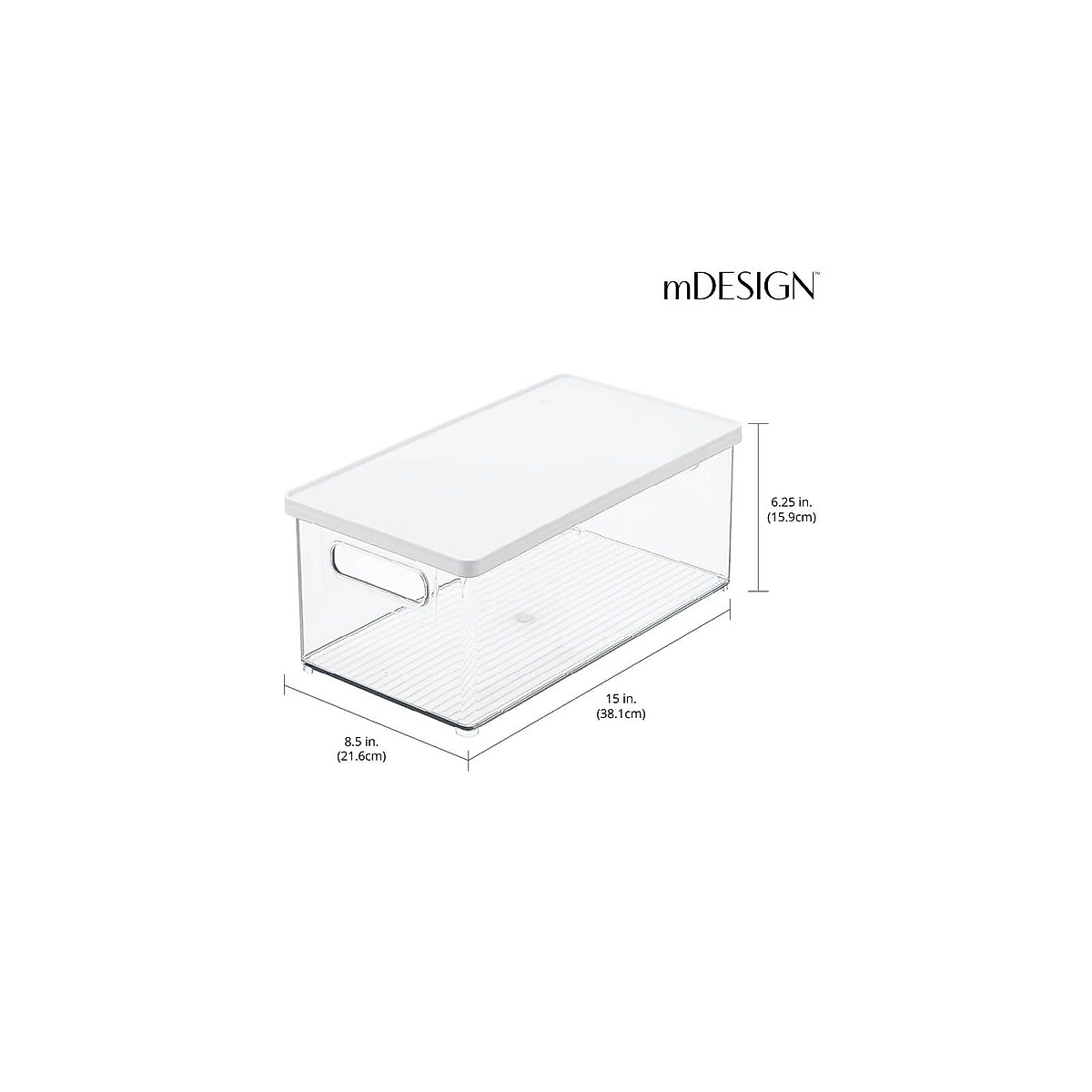 mDesign Plastic Storage Bin Box Container, Lid, Built-in Handles, Organization for Makeup, Hair Styling Tools, Accessories in Bathroom Cabinet, Cupboard Shelves, Ligne Collection, 4 Pack, Clear/White