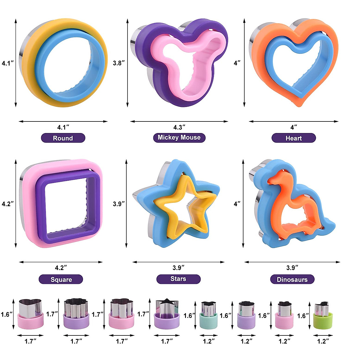 Sandwich Cutter and Sealer Set Large - 14 Pcs Uncrustables Sandwich Maker and Vegetable Fruit Cutter Set,Bread Decruster for Kids Adults Lunch Bento Box