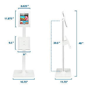 Mount-It! Anti-Theft iPad Floor Stand | Contact-Less iPad Floor Kiosk | Adjustable Locking Secure iPad Floor Mount with Document Tray for iPad 10.2 and 10.5, White