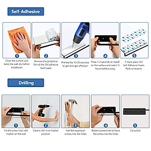 Adhesive Paper Towel Holder Wall Mount, Ghosdlich Under Cabinet Mount Paper Towel Holder Paper Towel Rack for Kitchen, Smooth Painted Black SUS304 Stainless Steel Paper Holder