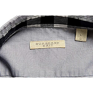 BURBERRY Men's Fred Houndstooth Long Sleeve Button Down Shirt US S IT 48 Gray/White