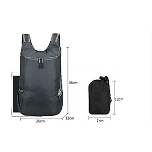 14L Hiking Backpack Lightweight Packable Hiking Daypack Water Resistant Lightweight Foldable Hiking Backpack for Travel Camping Outdoor Small Travel Outdoor Foldable Shoulder Bag (Grey)