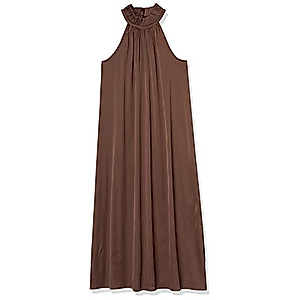 The Drop Women's Arlette Silky Stretch Halter Maxi Dress, Coffee Bean, M