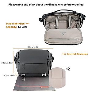 Besnfoto Camera Bag DSLR Camera Sling Bag for Photographer Waterproof Small Crossbody Shoulder Bag Case for Mirrorless Camera, Black