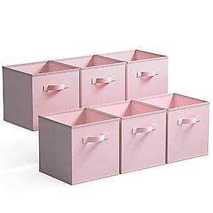 GRANNY SAYS Cube Storage Bins, 11 Inch Storage Cube Organizer, Collapsible Fabric Storage Cubes with Handle, Closet Baskets for Organization, Shelf Basket for Shelves, Pink, 6-Pack